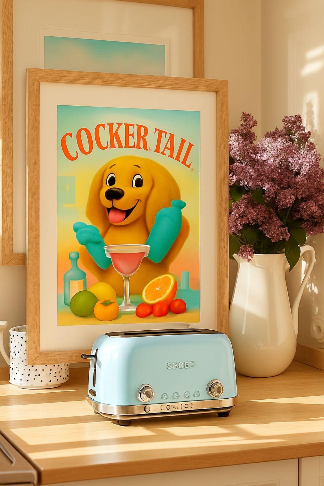 Cocker Spaniel Cocktail Poster - Framed Dog Art - Perfect Gift for Dog ...