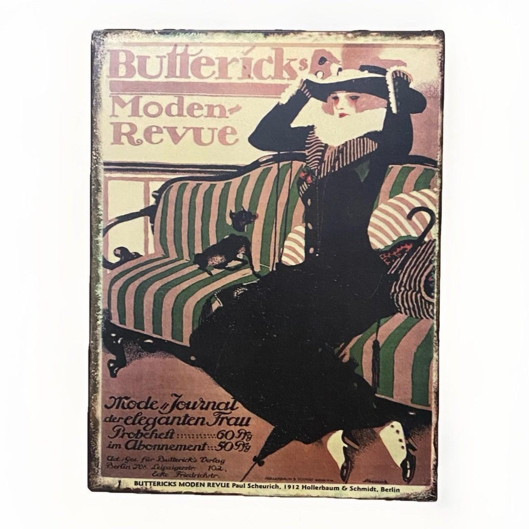 Vintage German Fashion Tin Sign – Butterick's Moden Revue (1912 ...