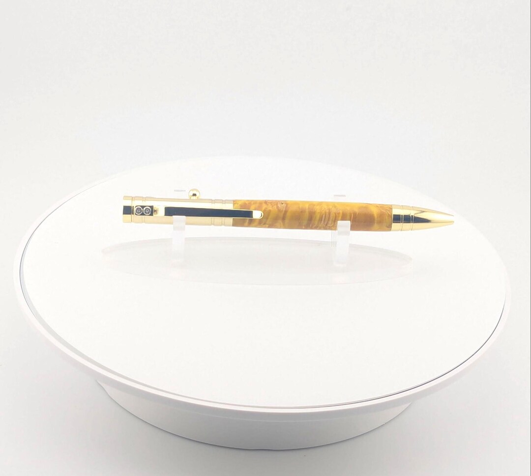 Bolt Action Tech Pen - Yellow Box Burl - Etsy