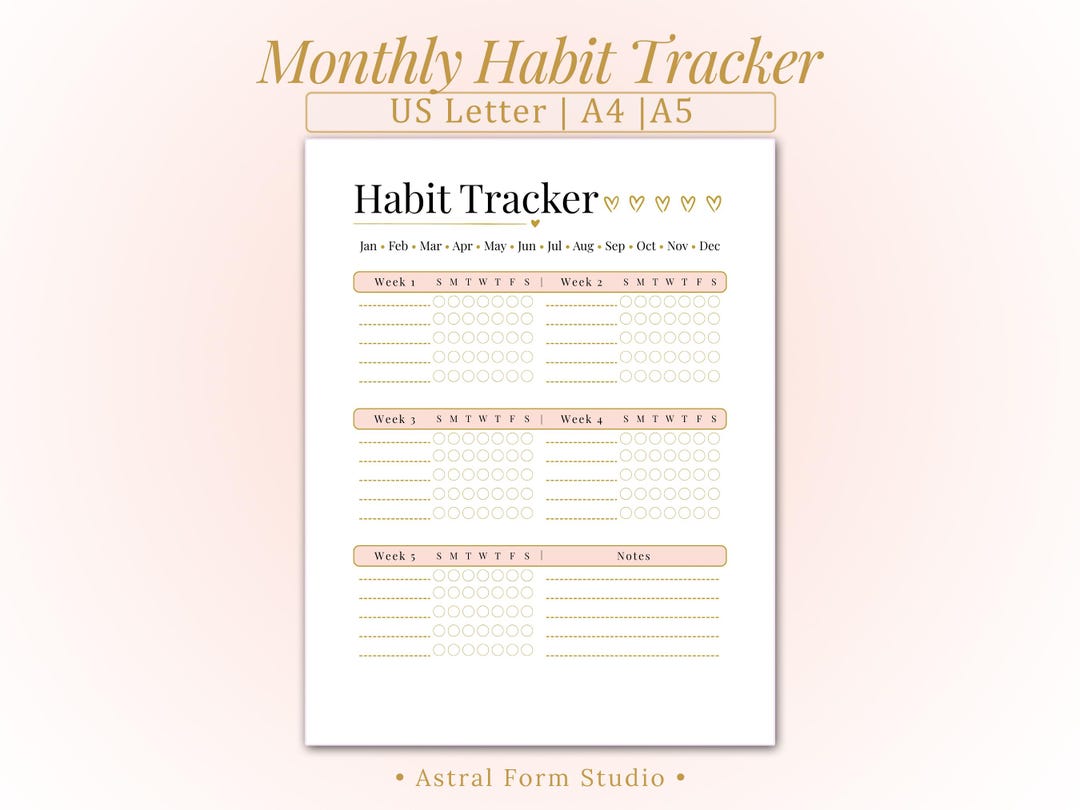 Monthly Habit Tracker | Printable Goal Routine Tracking Weekly | A4/a5 ...