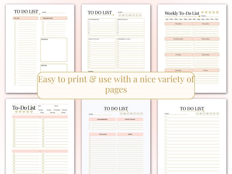To-do List Bundle | Printable & Form Fillable Daily or Weekly To-do ...