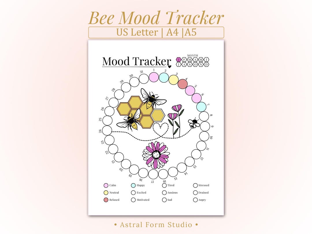 Bee Mood Trackers | Cute Mood Log, Coloring Page, Emotion Tracking ...