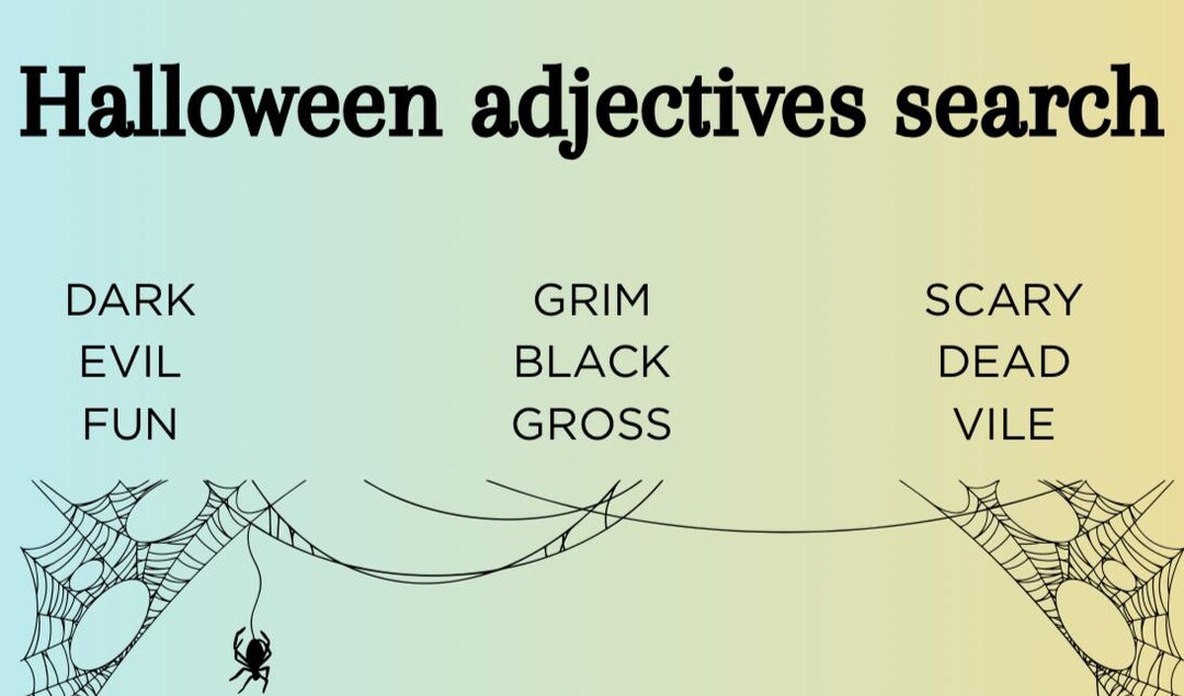 Halloween Adjectives Word Search - Etsy