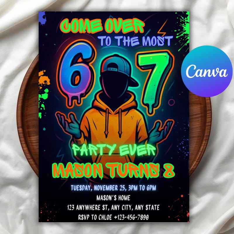 6 7 Birthday Invitation - Etsy