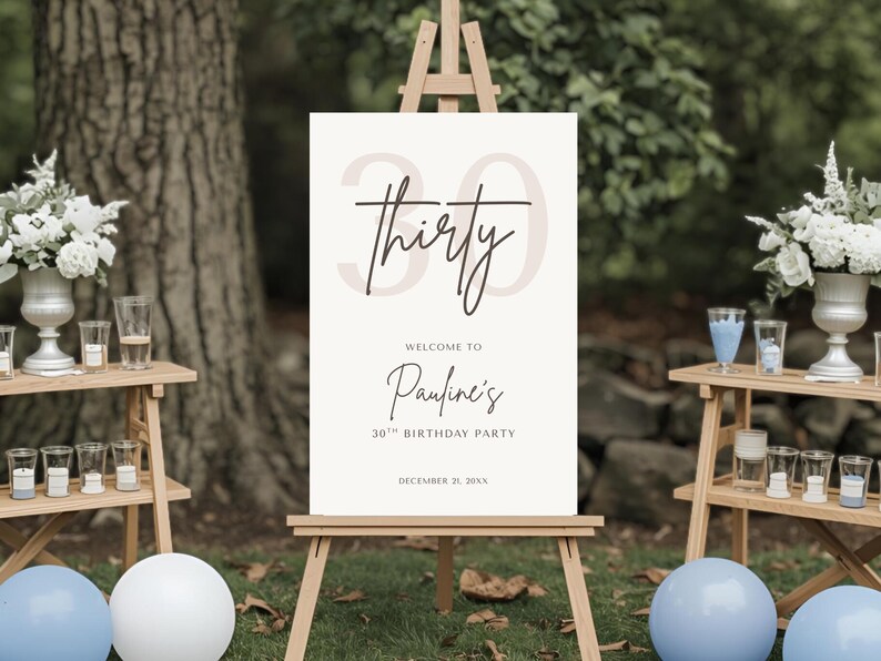 Editable Modern 30th Birthday Welcome Sign Template, Minimalist Party ...