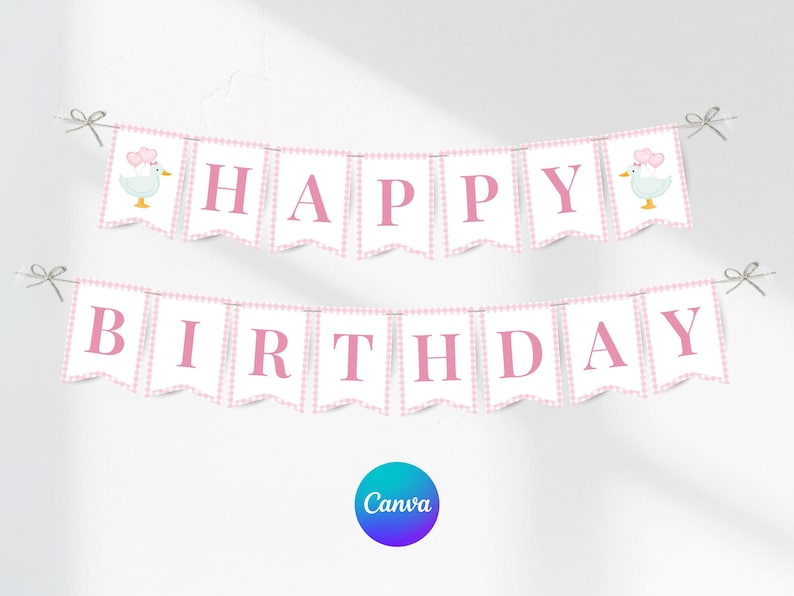 Editable One Silly Goose First Birthday Printable Banner: Girl 1st ...