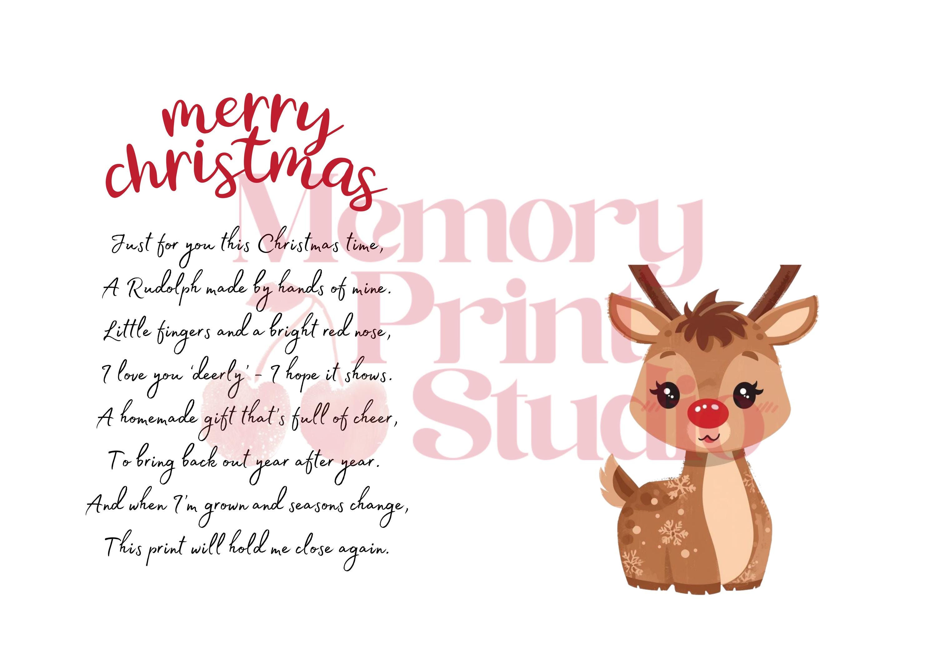 Rudolph Reindeer Handprint Art Printable | Baby Christmas Keepsake Poem ...