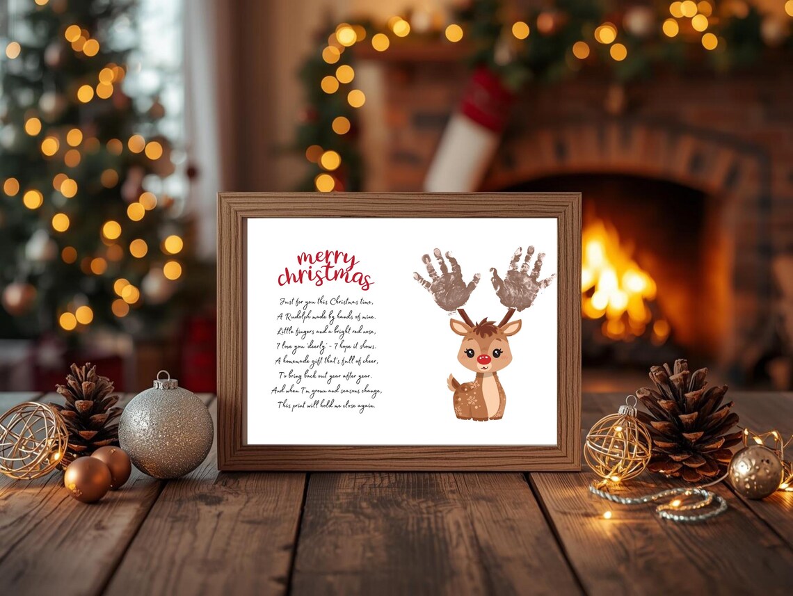 Rudolph Reindeer Handprint Art Printable | Baby Christmas Keepsake Poem ...