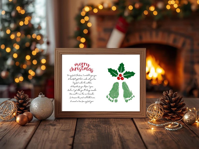 Under the Mistletoes Baby Footprint Keepsake | First Christmas ...