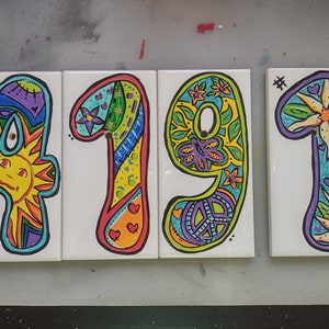Hippie House Numbers on Tile - Etsy