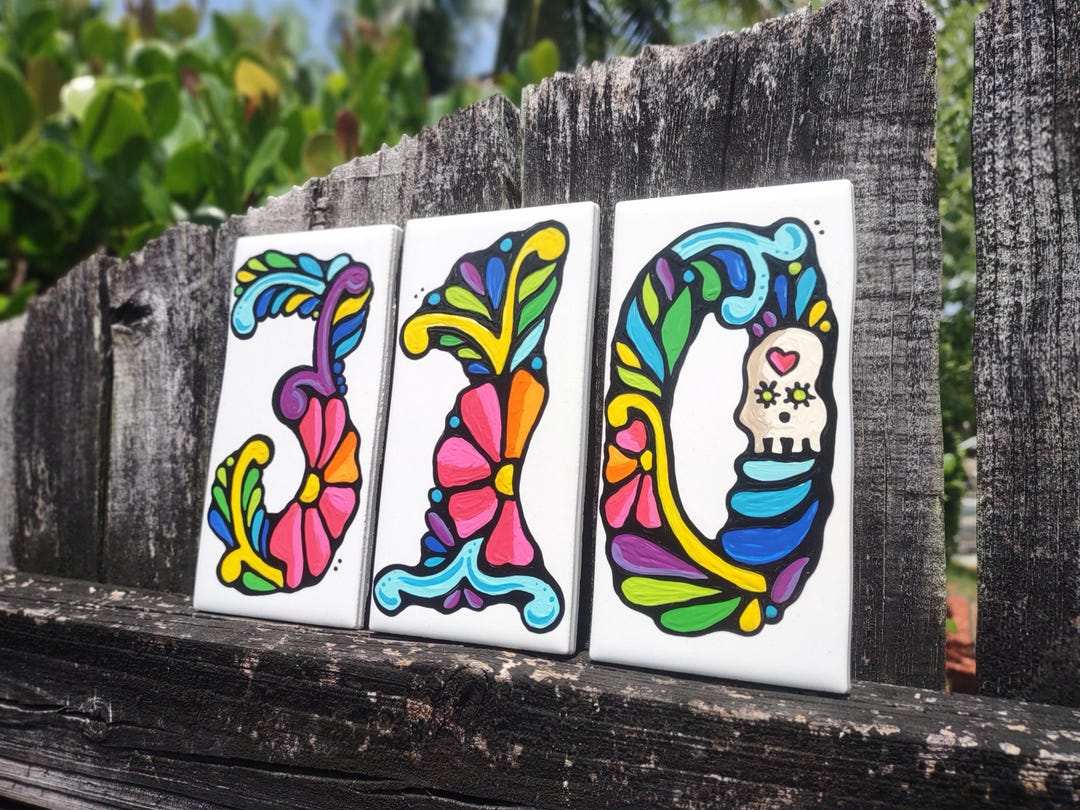 Skull/dead House Numbers on Tile - Etsy