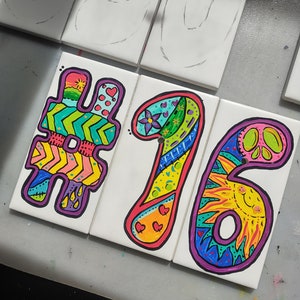 Hippie House Numbers on Tile - Etsy