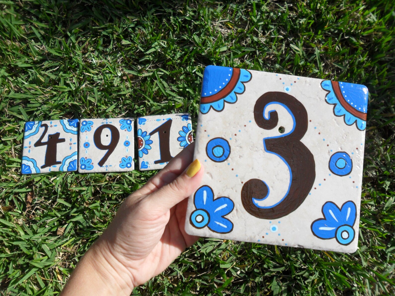 MEXICO Address House Numbers BLUE & BROWN Talavera Style - Etsy