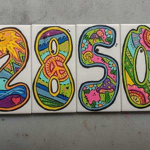 Hippie House Numbers on Tile - Etsy