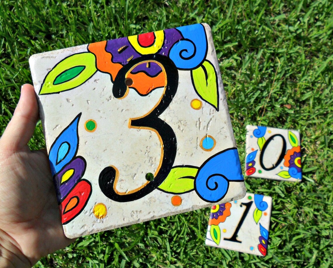 House Numbers Address Tiles SPANISH COOL | Etsy