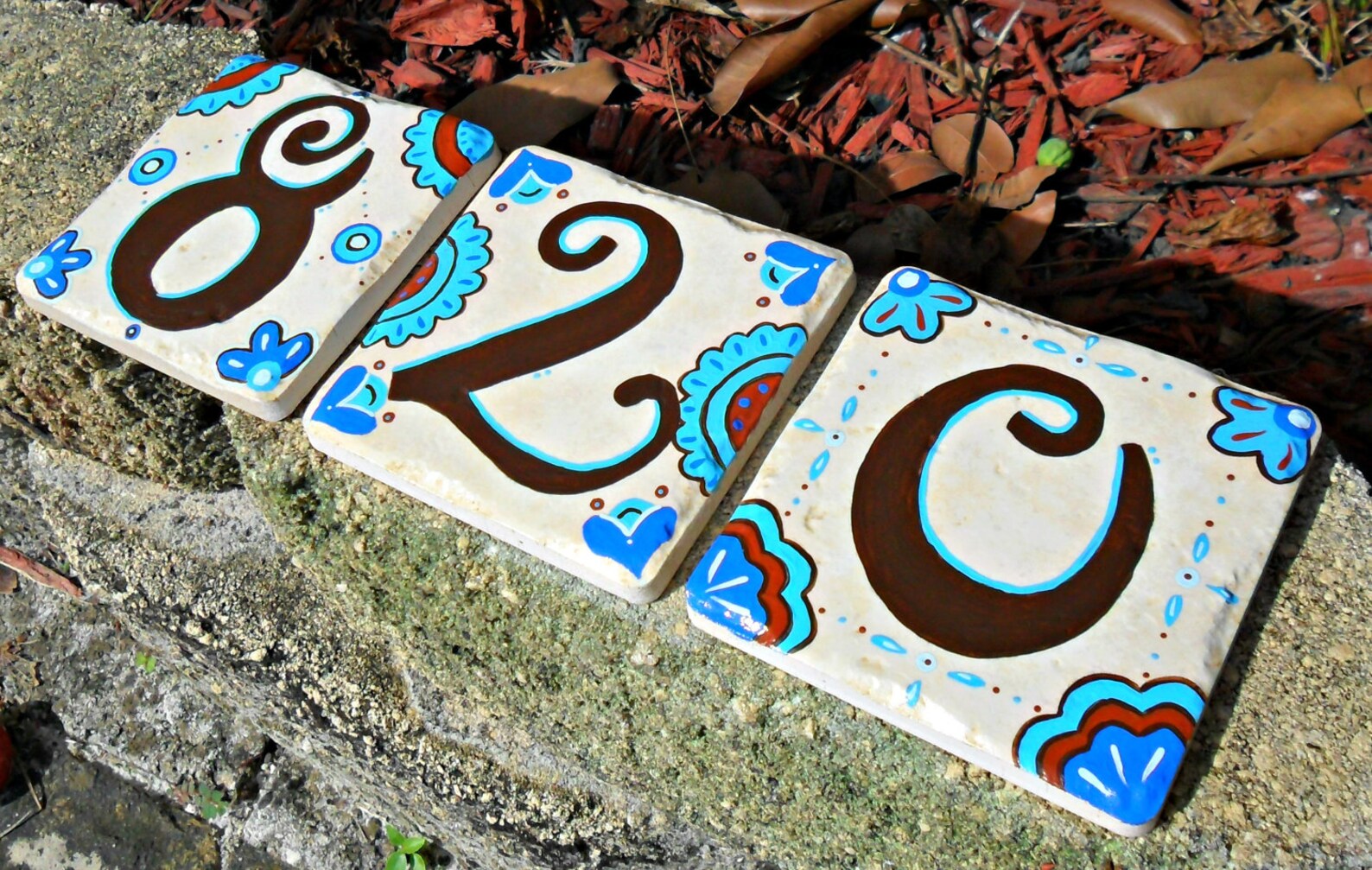 MEXICO Address House Numbers BLUE & BROWN Talavera Style - Etsy