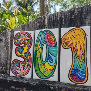 Hippie House Numbers on Tile - Etsy