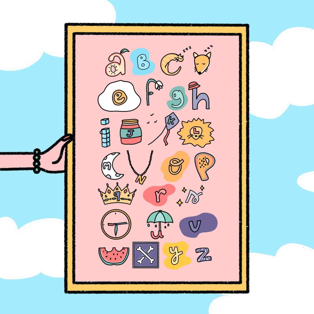 What the Alphabet Pink Print, Cute Nursery Poster, Vibe Office Posters ...