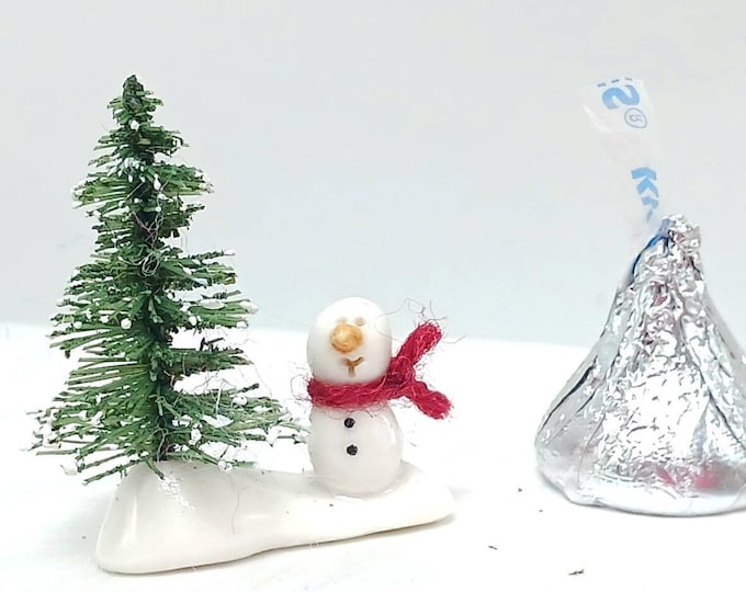 Micro Mini Ceramic Snowman, Winter Doll House Miniature, Whimsical ...