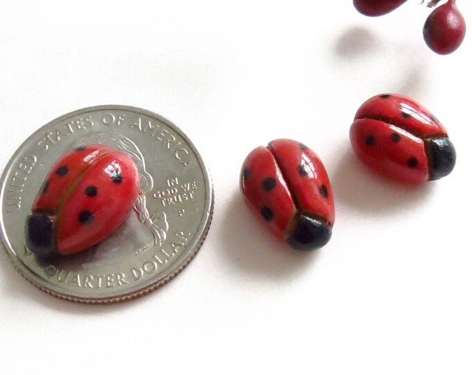Miniature Pottery Ladybug 1, Succulent Garden Decor, Sculpted Hand ...
