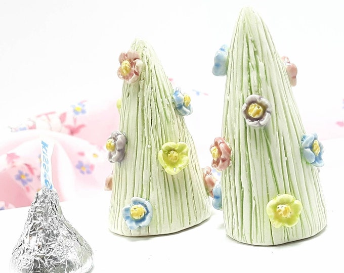 Ceramic Easter Tree, Pottery Spring Decor, Pastel Flower Ornament ...