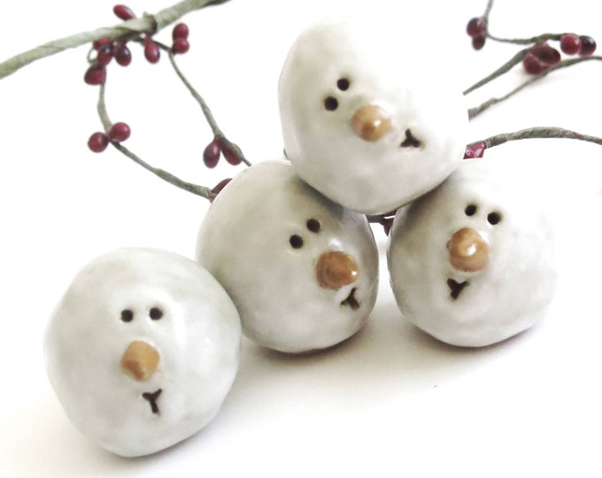 Snowman Ornament 1 Snowball Pottery Christmas Primitive Decor | Etsy