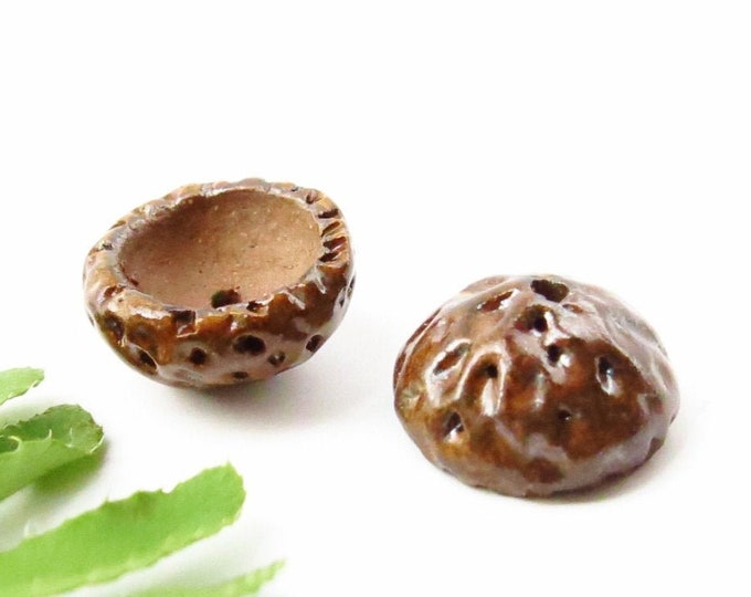 Woodland Pottery Button Set / Handmade Ceramic / Jewelry Supply / Acorn ...