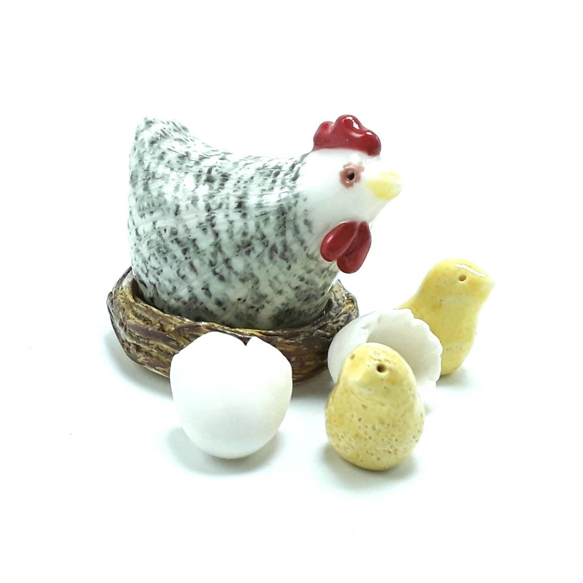 Ceramic Miniature Chick Peepers Easter Decoration (1), Pottery Hen Egg ...