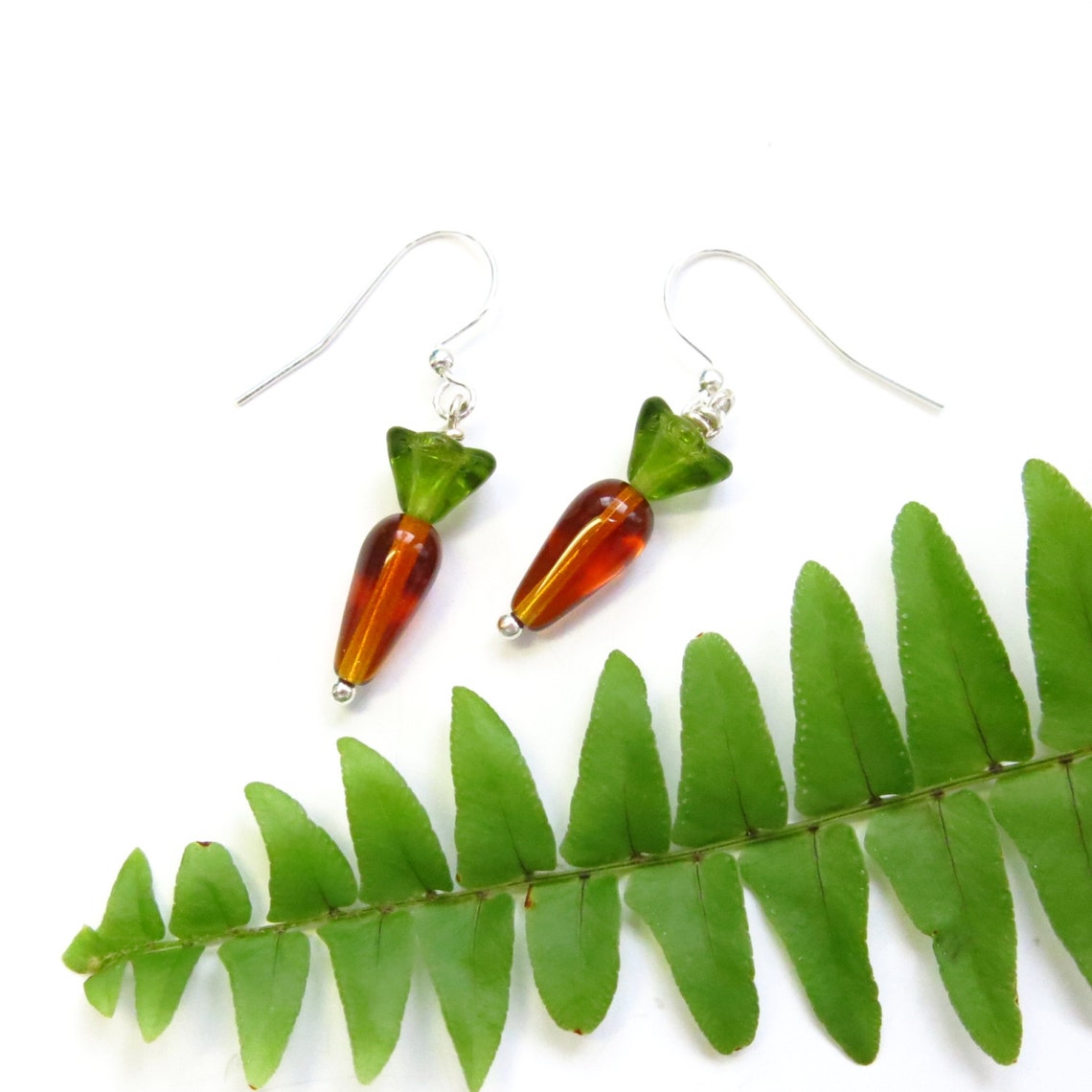 Orange Carrot Earrings Beaded Glass Charms Jewelry Gift for - Etsy