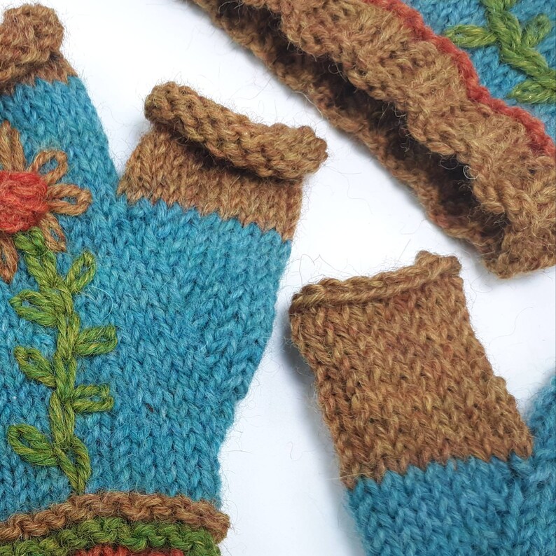 Fingerless Texting Gloves / USA Handmade Mittens Embroidered | Etsy