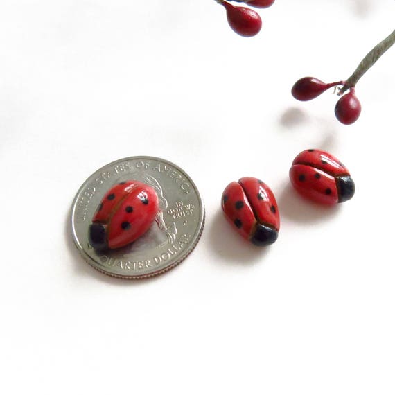 Miniature Pottery Ladybug 1 Succulent Garden Decor Sculpted | Etsy