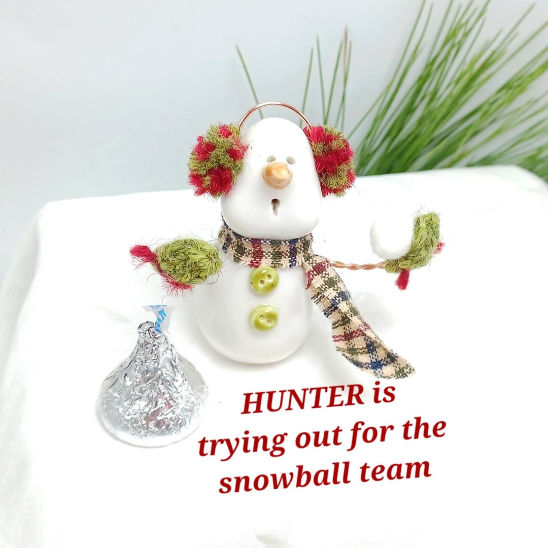 Collectable Pottery Snowman Mini Ceramic Elf Ear Muff - Etsy
