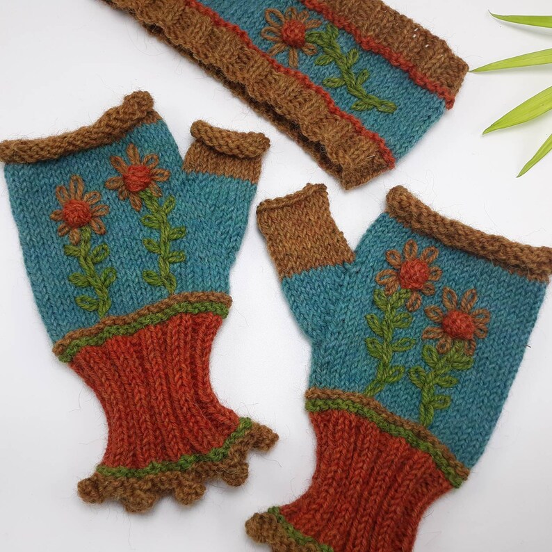 Fingerless Texting Gloves / USA Handmade Mittens Embroidered - Etsy