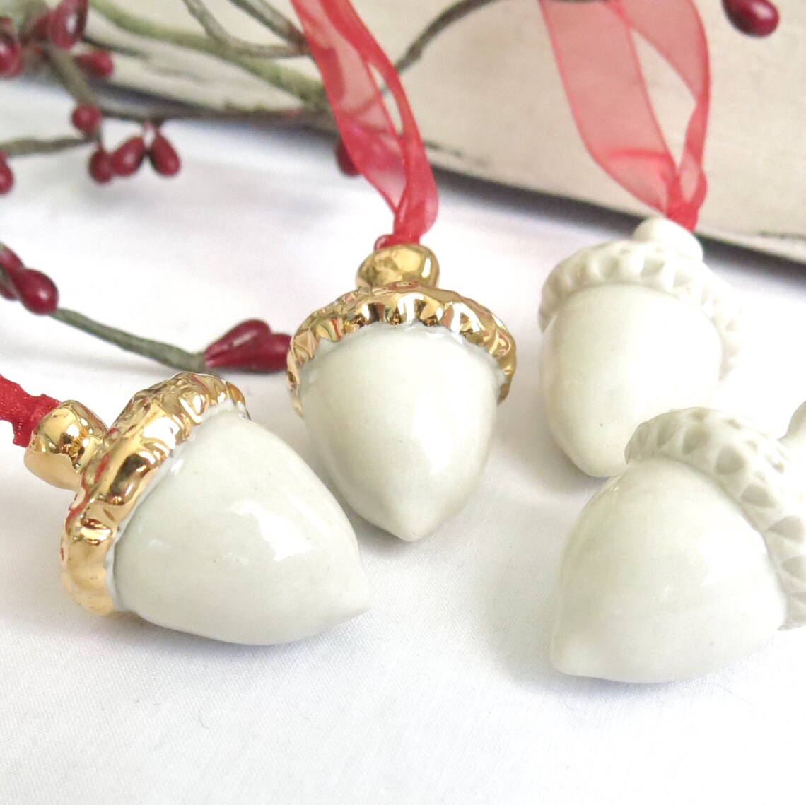 Ceramic Acorn Ornament Pottery Gold Acorn Elegant Nature - Etsy