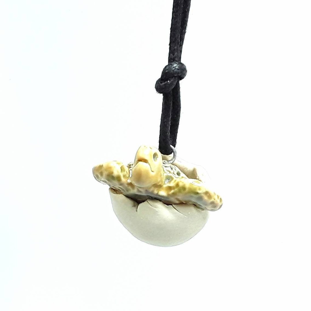 Baby Ceramic Sea Turtle Pendant, Hatchling Pottery Necklace, Sculpture ...