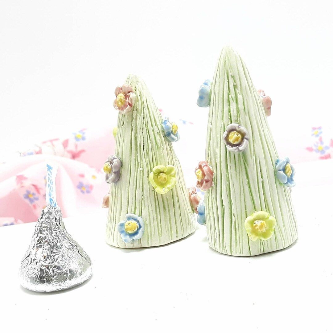 Ceramic Easter Tree, Pottery Spring Decor, Pastel Flower Ornament ...