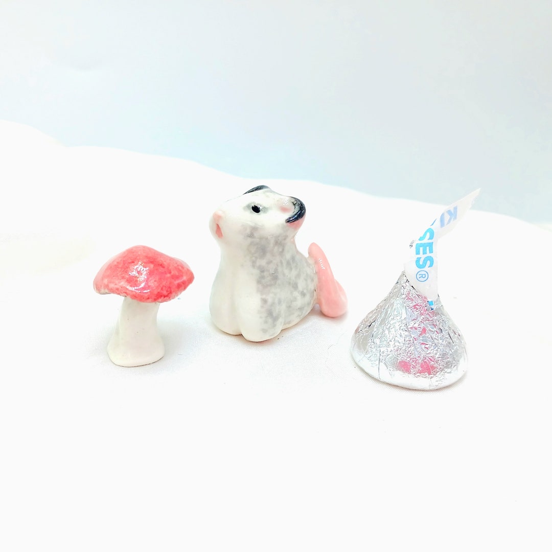 Mini Pottery Opossum Sculpture Set, Baby Possum, Ceramic Miniature ...
