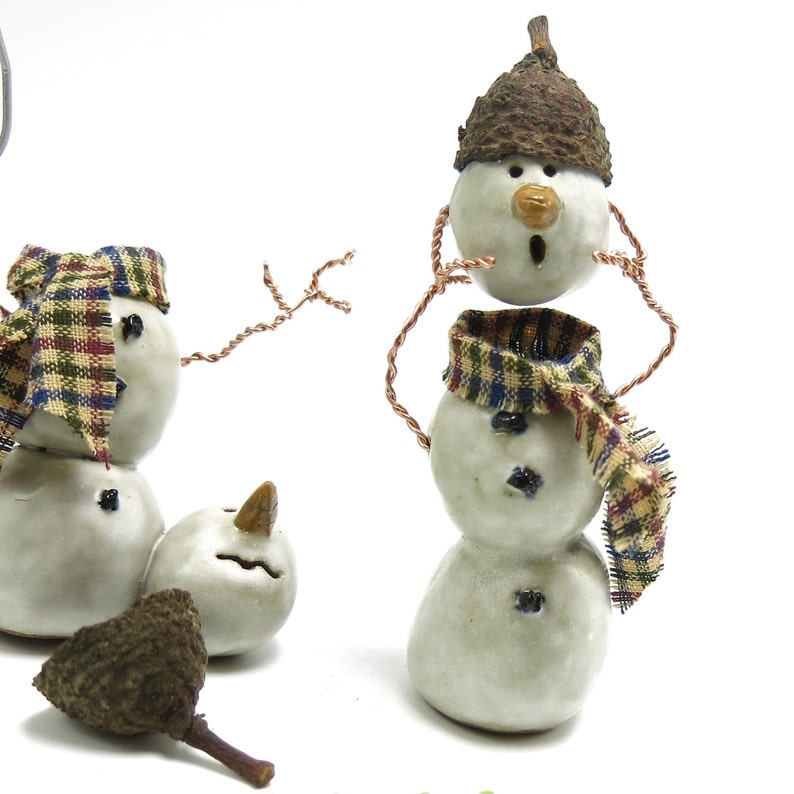Whimsical Pottery Snowman 1 Piece Primitive Ceramic - Etsy