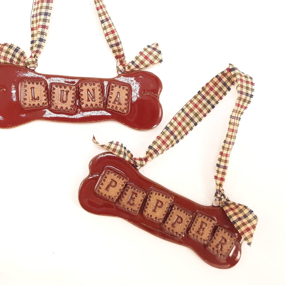 Personalized Dog Bone, Pottery Pet Ornament, Ceramic Custom Name Dog ...