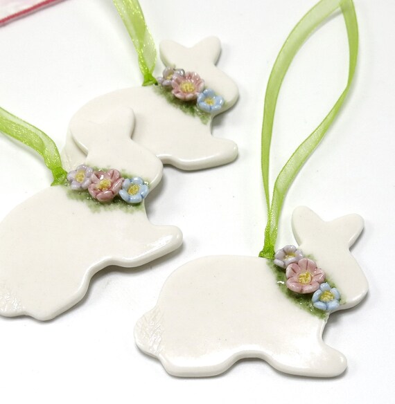 Ceramic Rabbit Ornament Bunny Theme 1st Christmas Tree Decor - Etsy