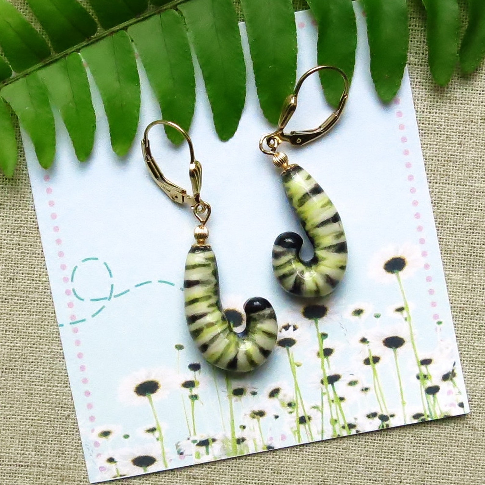 Ready to Ship Pottery Monarch Caterpillar Chrysalis Earrings, Butterfly ...