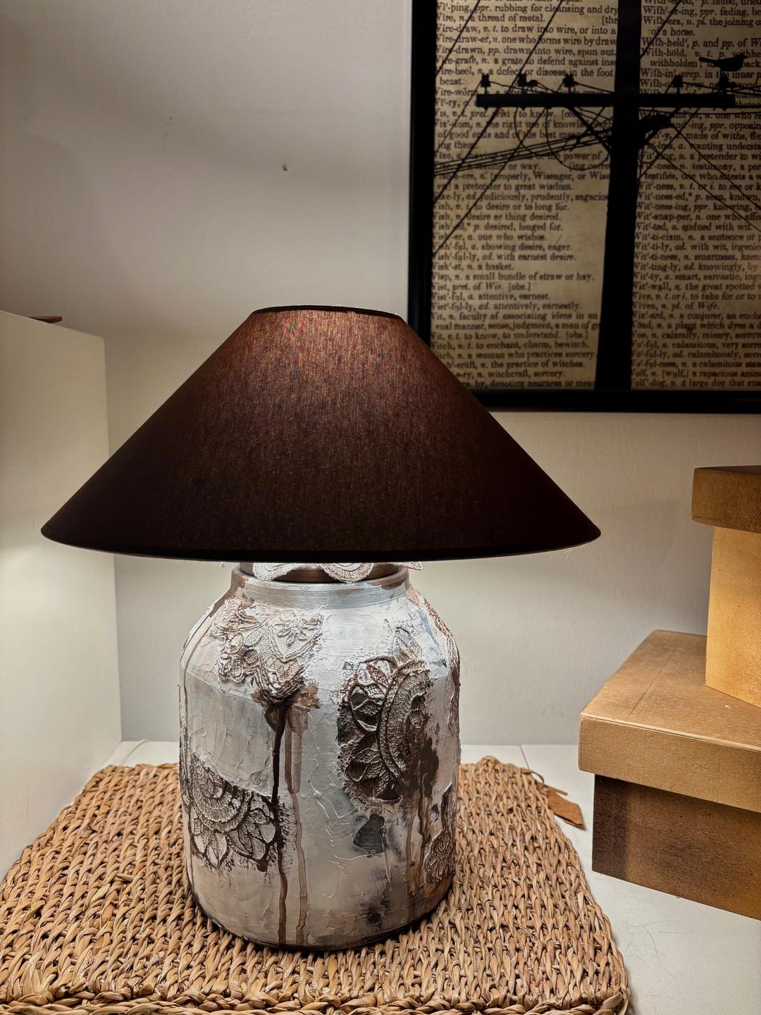 Handmade, Ceramic Lampshade, Modern Pottery Table Lamp, Natural Clay ...