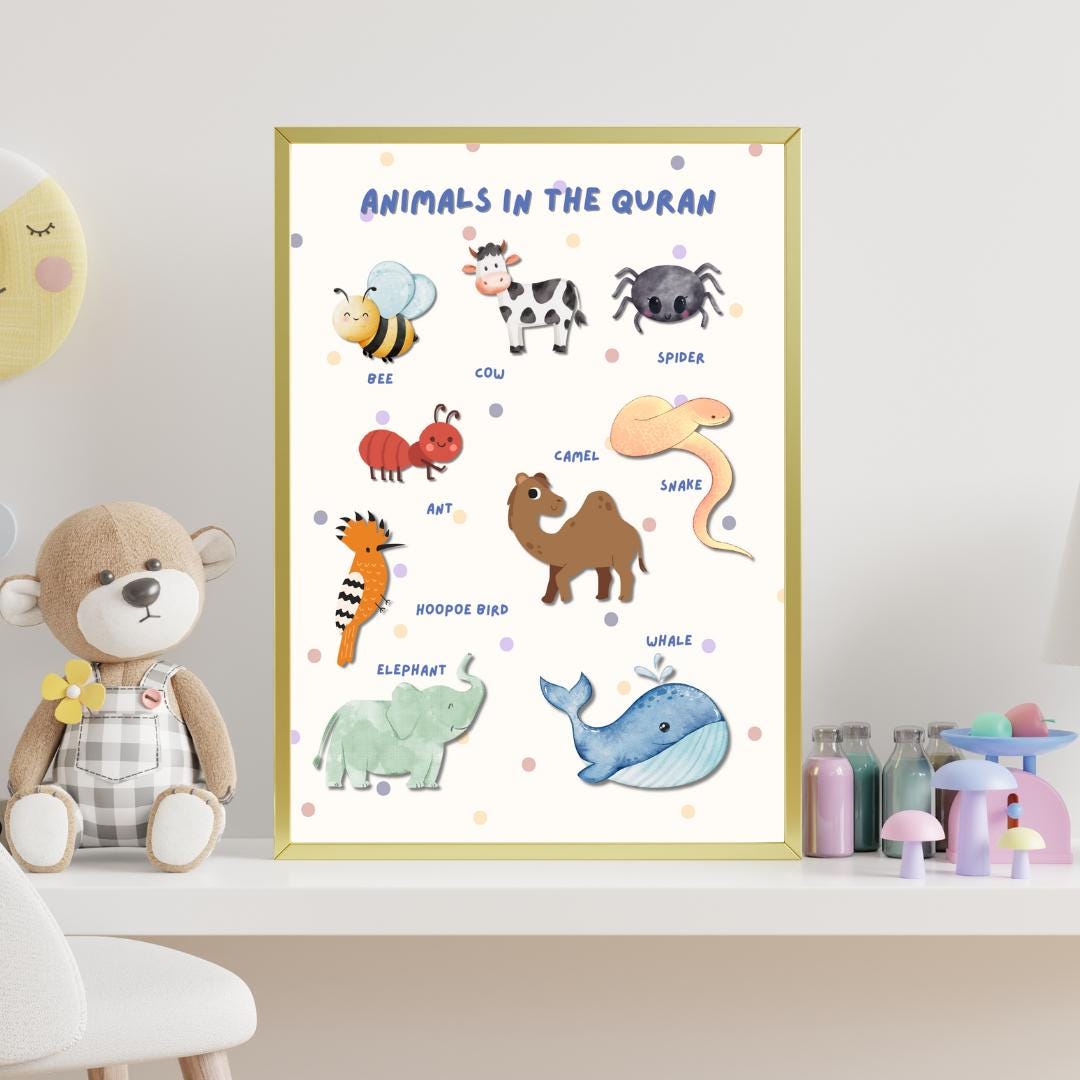 Animals in the Quran Islamic Wall Art for Muslim Kids, Islamic ...