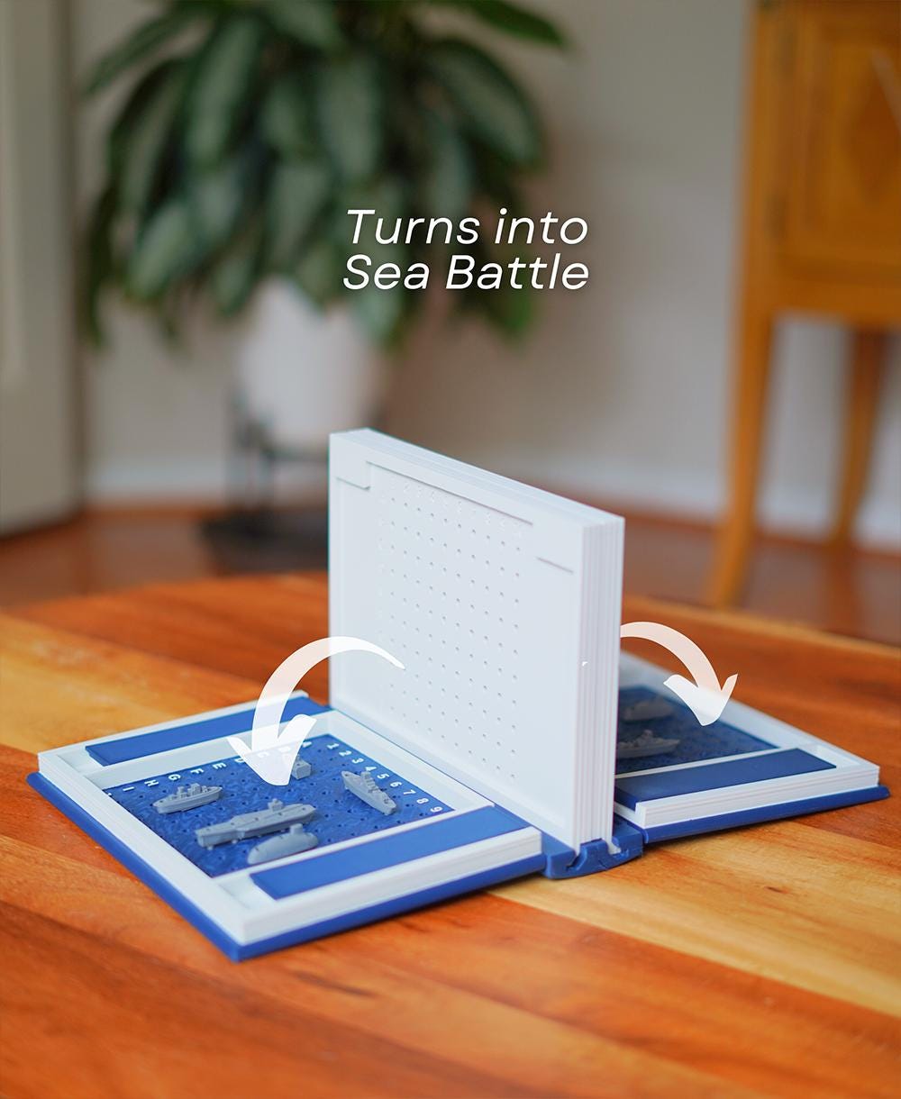 Playbook’d – Sea Battle | 3D Printed Travel Board Game Book | Compact ...