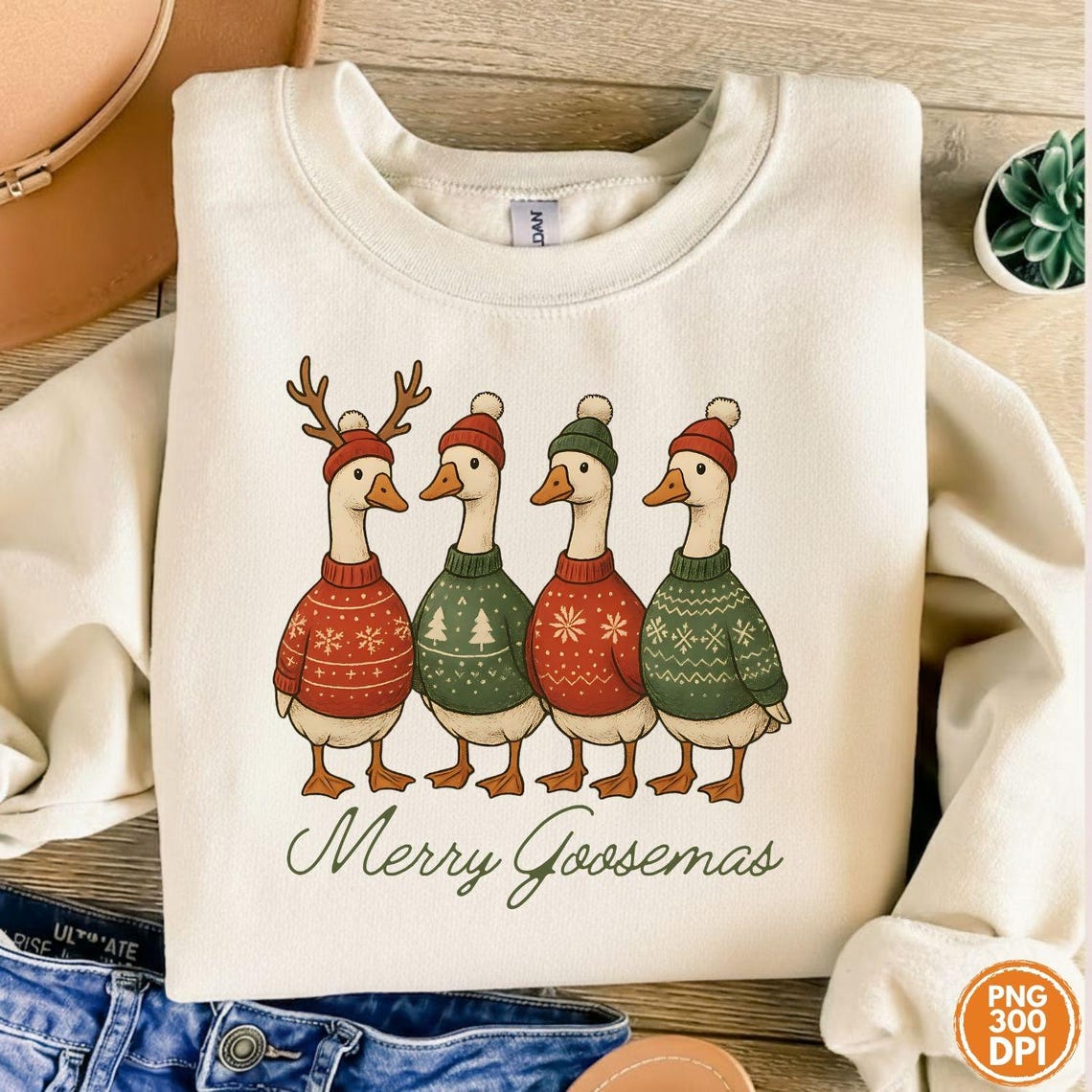 Merry Goosemas Christmas PNG | Cute Goose With Santa Hat PNG | Funny ...