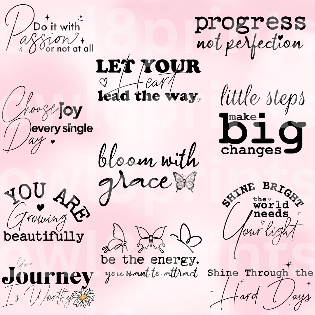 11 Boho Motivational PNG Bundle | Positive Affirmation Set | Self Love ...
