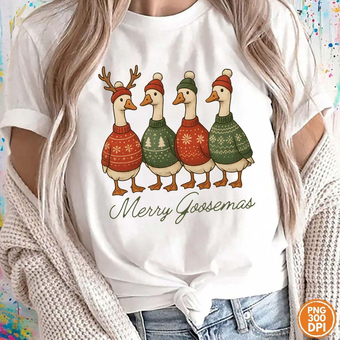 Merry Goosemas Christmas PNG | Cute Goose With Santa Hat PNG | Funny ...