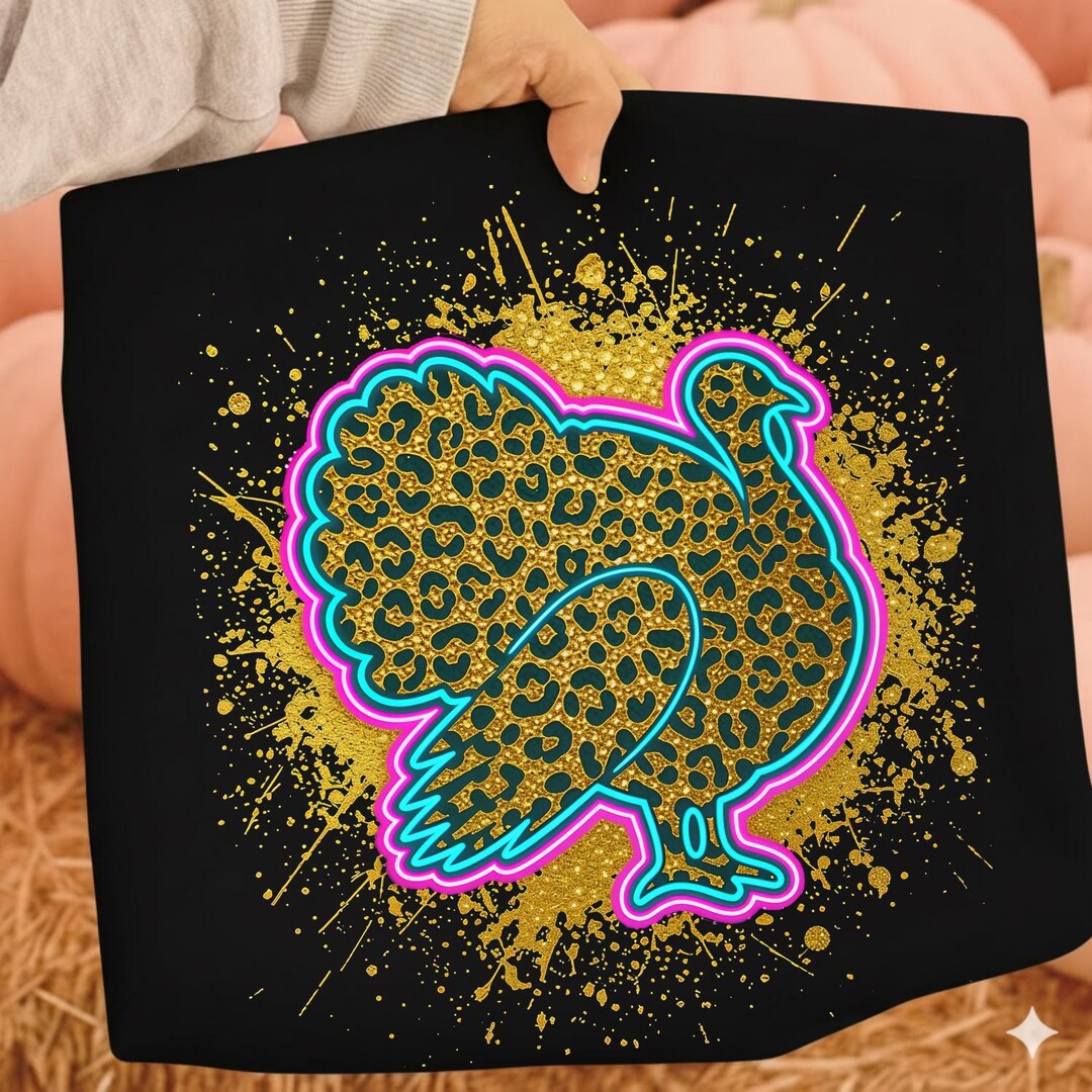 Leopard Turkey PNG | Preppy Thanksgiving PNG | Faux Glitter Fall PNG ...