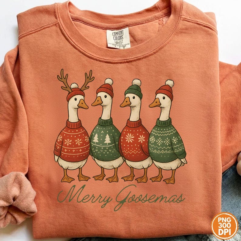 Merry Goosemas Christmas PNG | Cute Goose With Santa Hat PNG | Funny ...