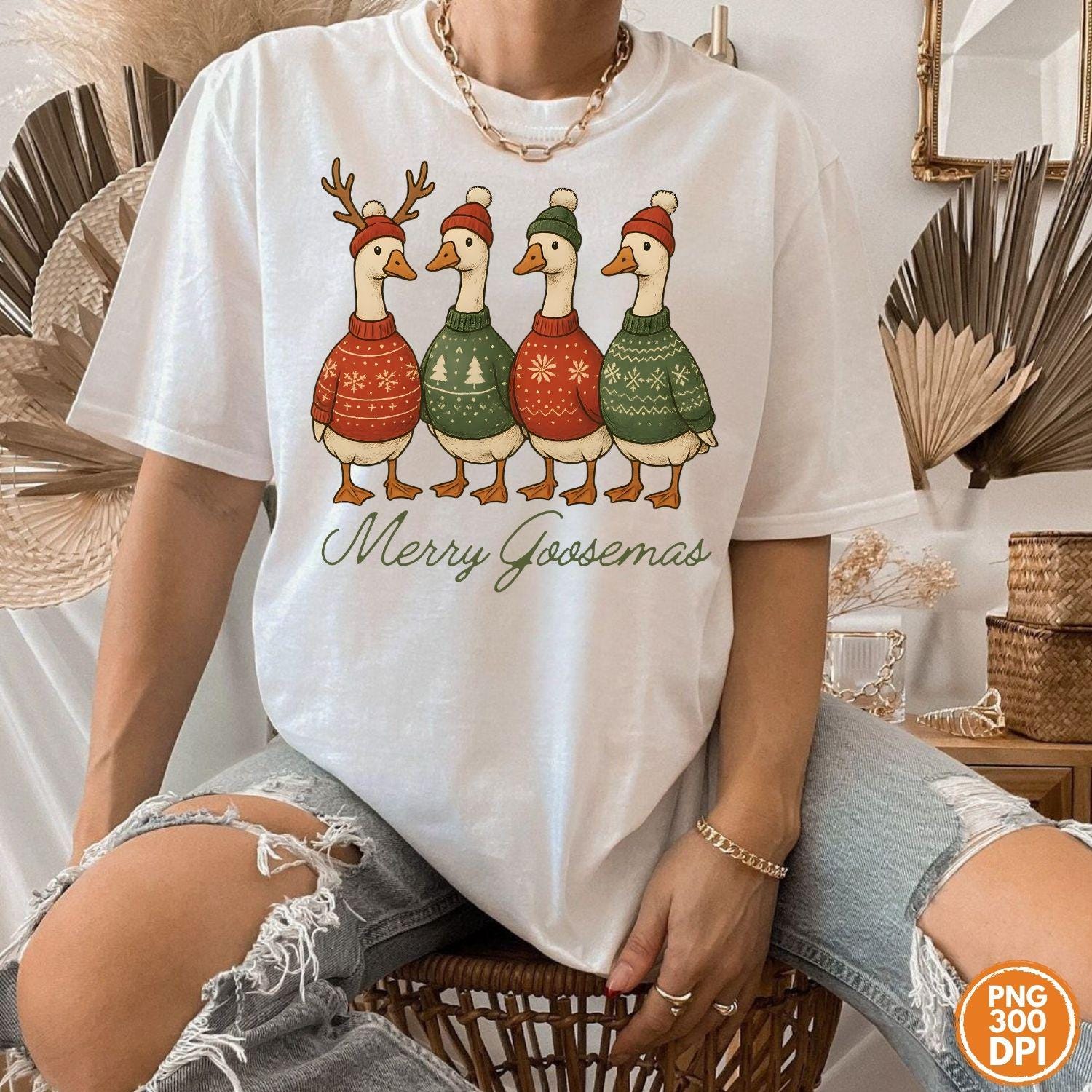 Merry Goosemas Christmas PNG | Cute Goose With Santa Hat PNG | Funny ...